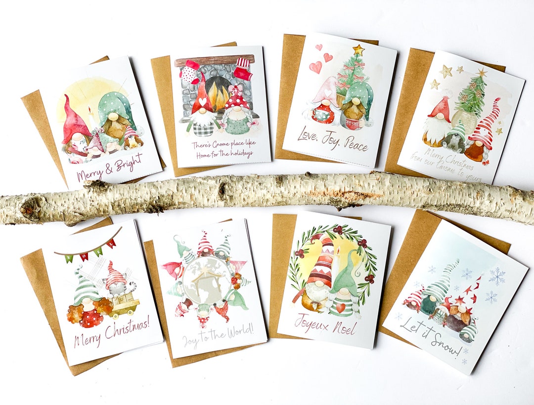 Gnome Christmas Greeting Cards (instant Download) | Gnome Christmas ...