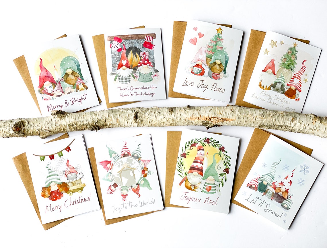 Gnome Christmas Greeting Cards instant Download Gnome - Etsy