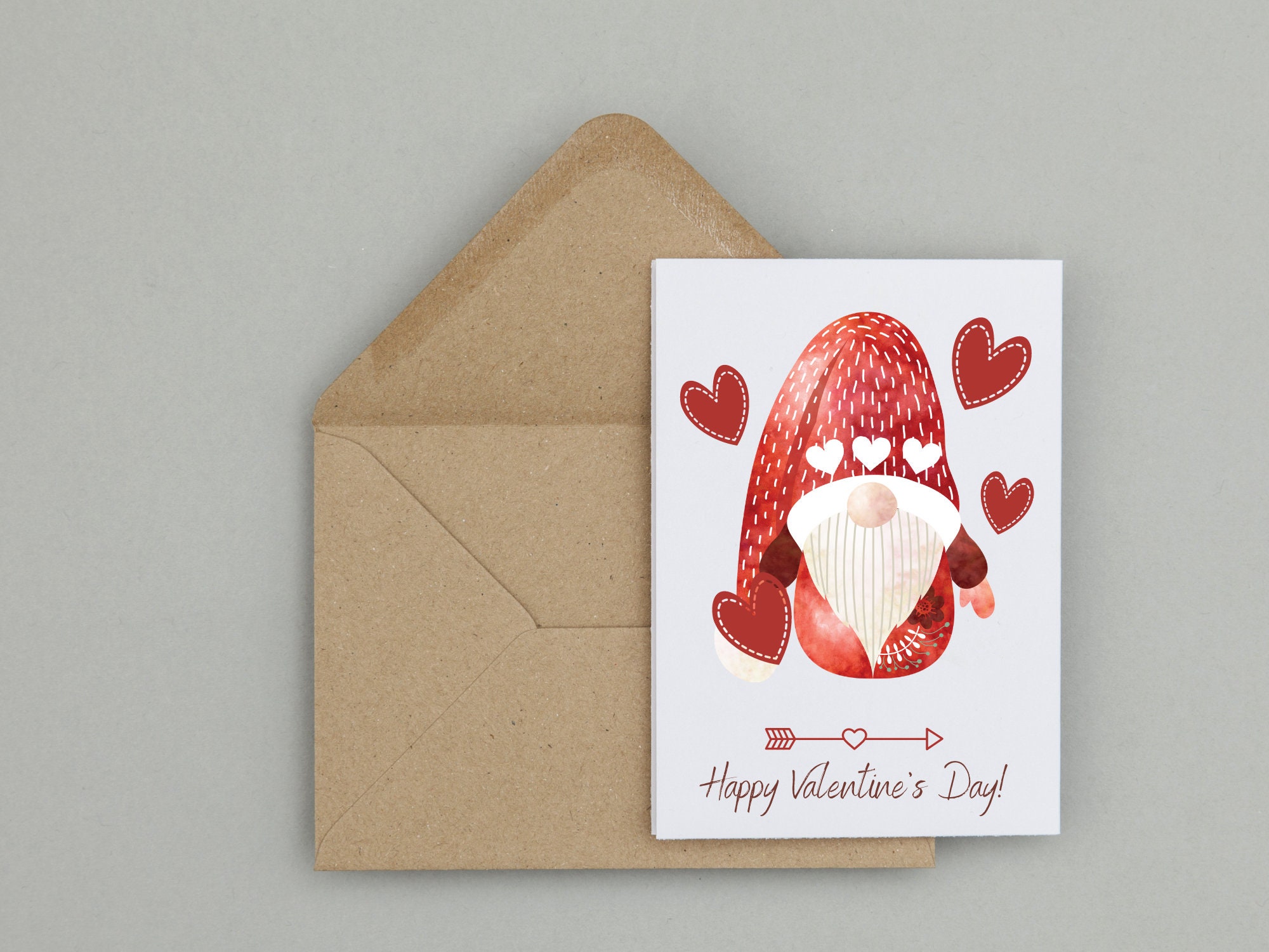 Gnome Valentines Card Printable Gnome Valentines Day Card - Etsy