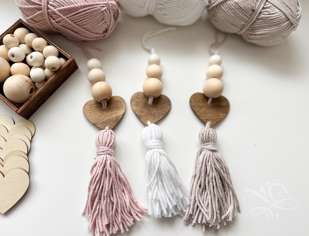 Heart Wooden Bead Tassel Kit | Valentine Craft Kit | Christian ...