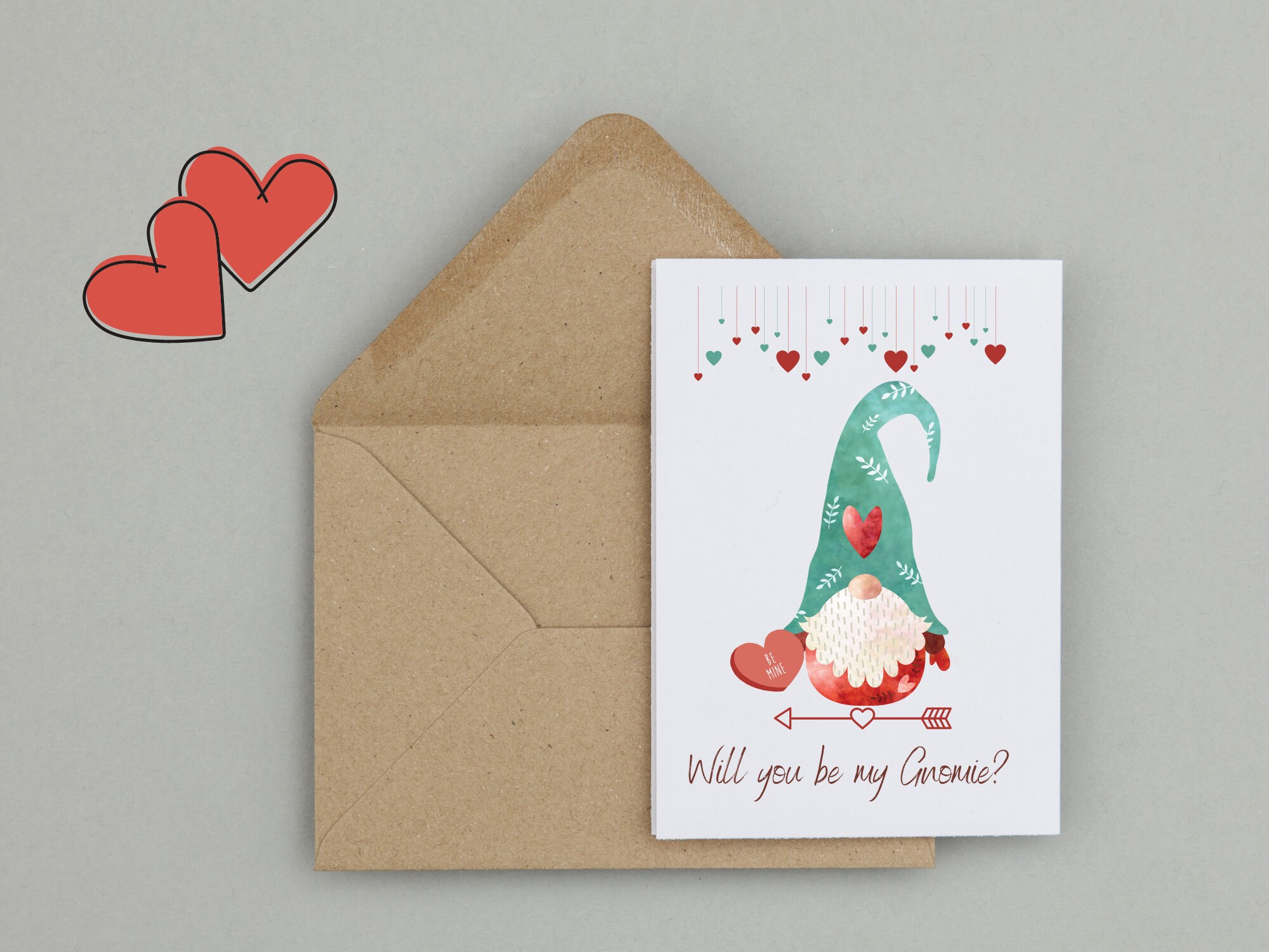 Gnome Valentines Card Printable Gnome Valentines Day Card - Etsy