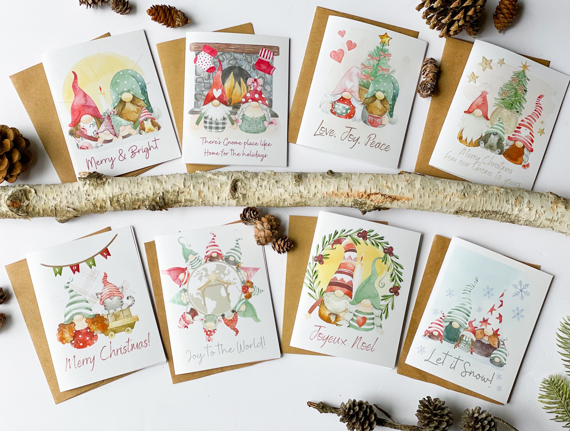 Gnome Christmas Greeting Cards instant Download Gnome - Etsy