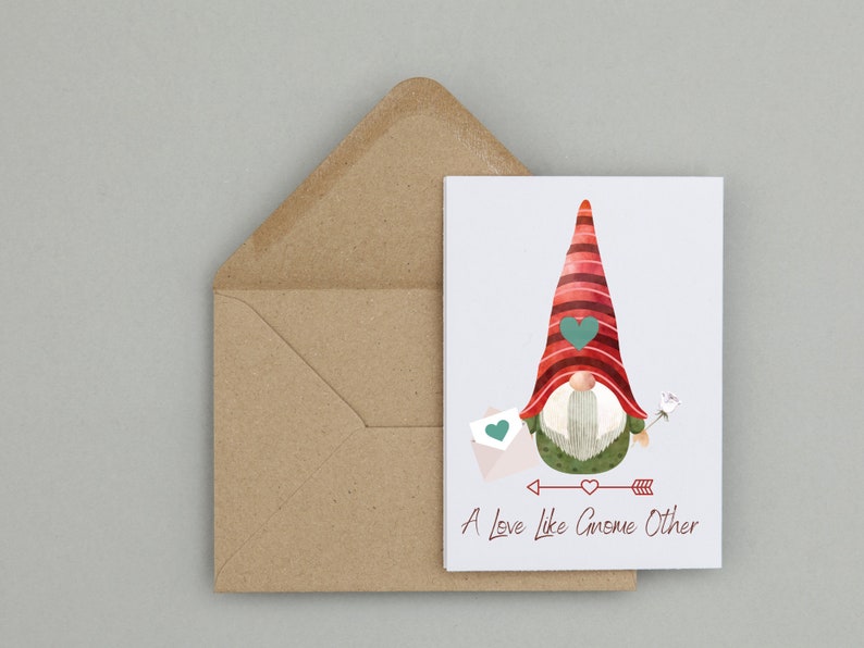 Gnome Valentines Card Printable Gnome Valentines Day Card - Etsy
