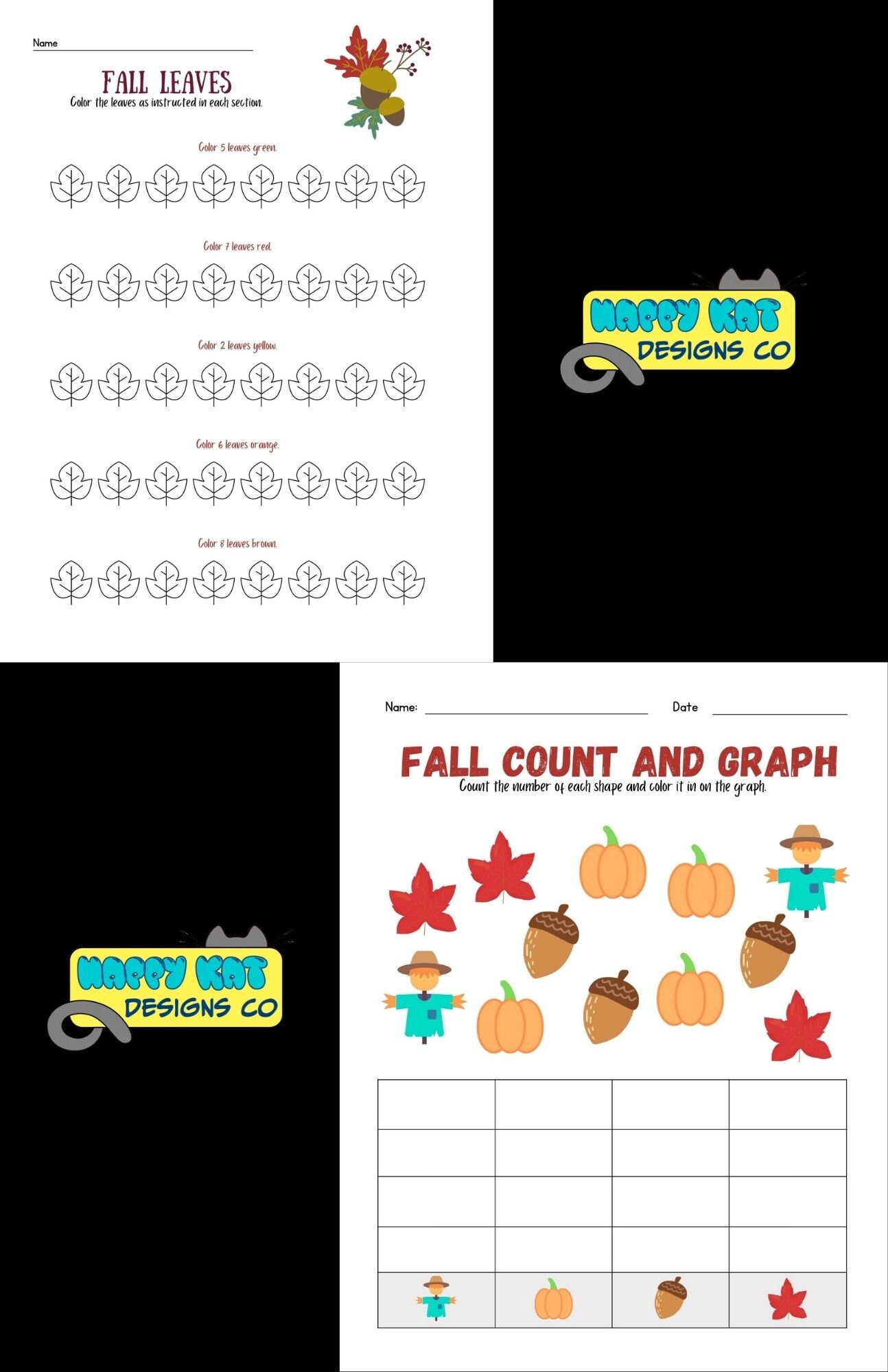 Fall / Halloween Worksheet Packet - Etsy