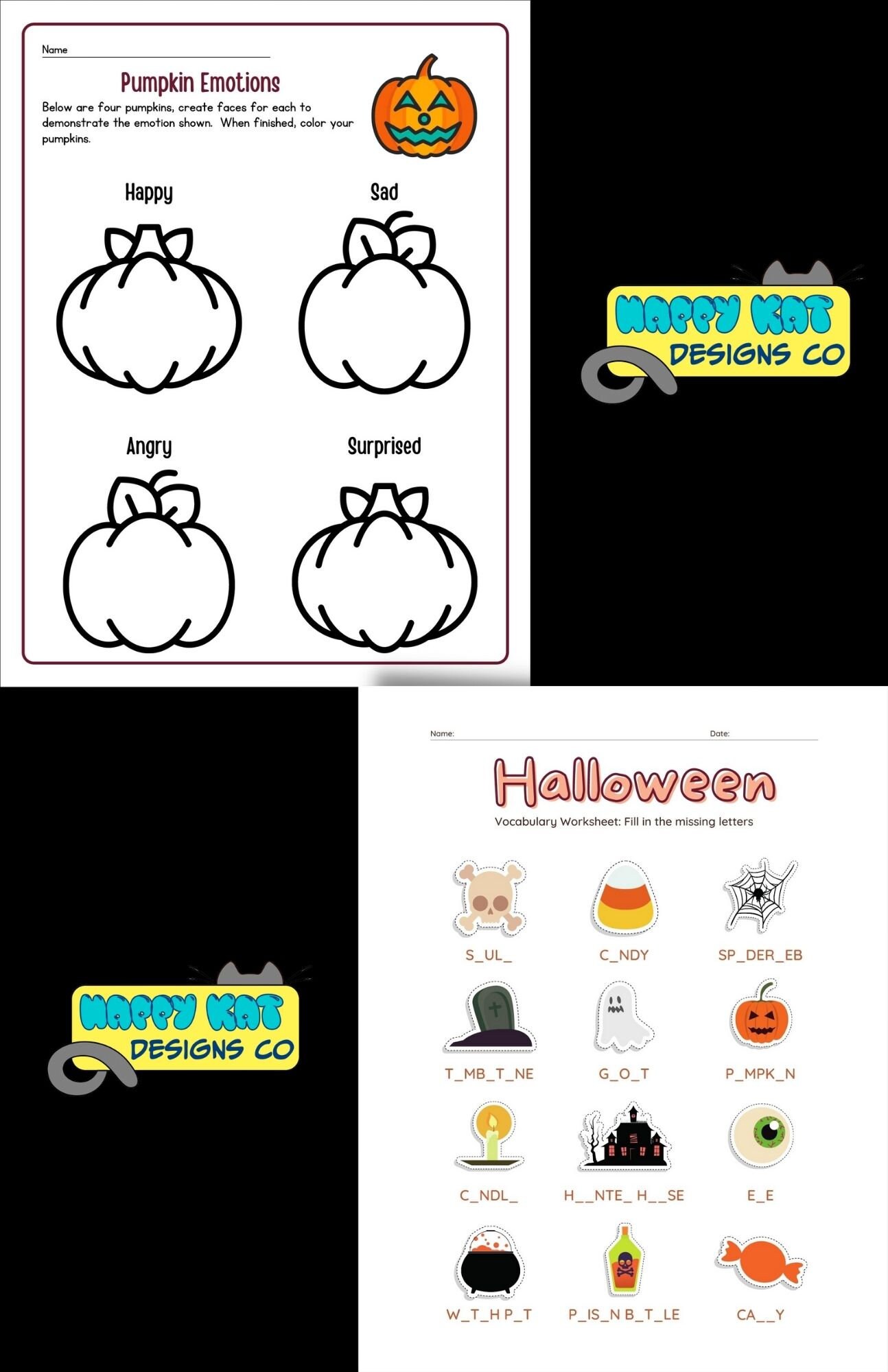 Fall / Halloween Worksheet Packet - Etsy