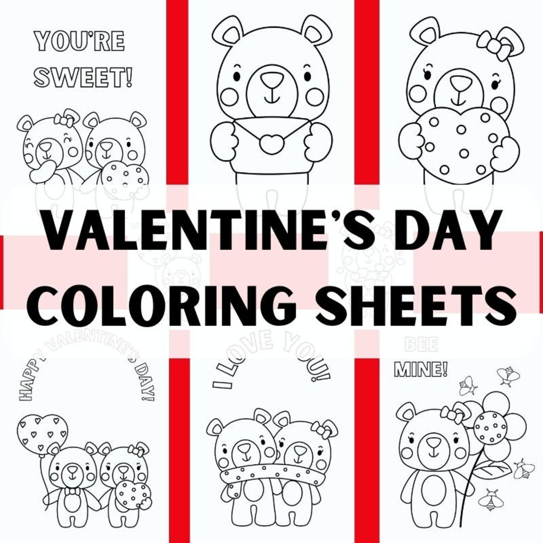 Valentine's Day Coloring Sheets - Etsy