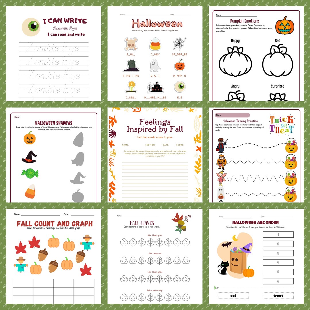 Fall / Halloween Worksheet Packet - Etsy