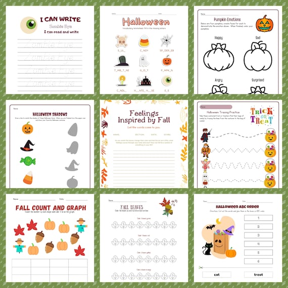 Fall / Halloween Worksheet Packet | Etsy