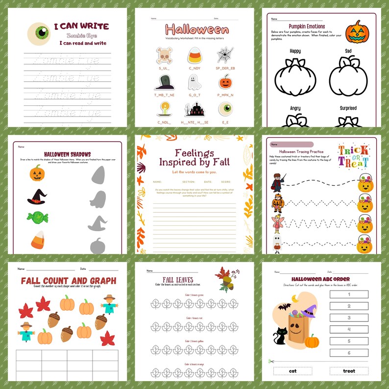 Fall / Halloween Worksheet Packet - Etsy