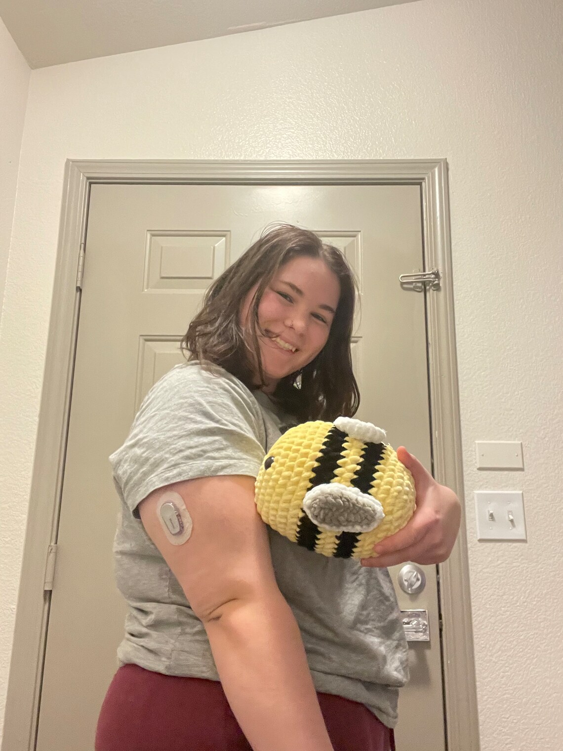 Type 1 Diabeetes Crocheted Bumblebee With Dexcom Attached - Etsy