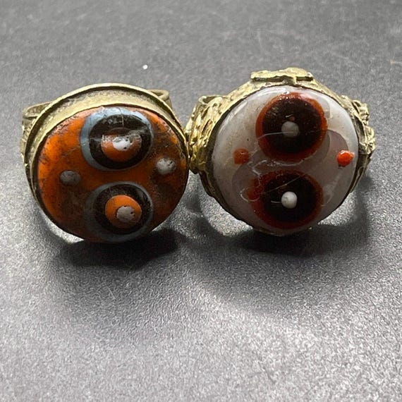 2 rings beautiful Ancient Roman mosaic eye glass old … - Gem