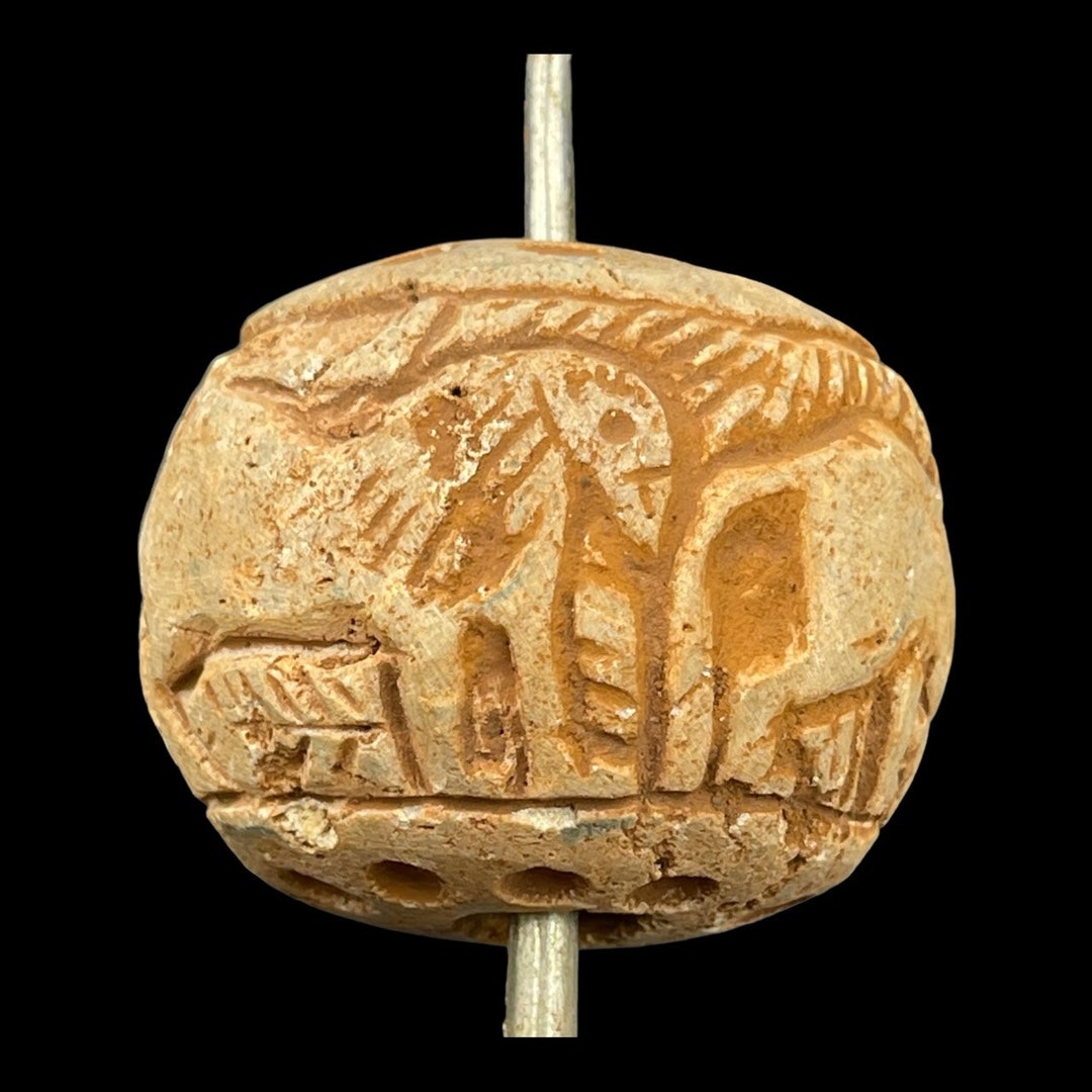 Unique Ancient Near Eastern Animals Intaglio Stone Round Big Ball Bead ...