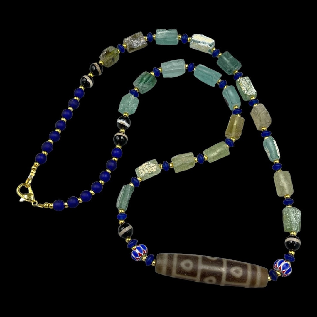 Very Beautiful Ancient Roman Glass Beads With Antique Himalayan Tibetan ...