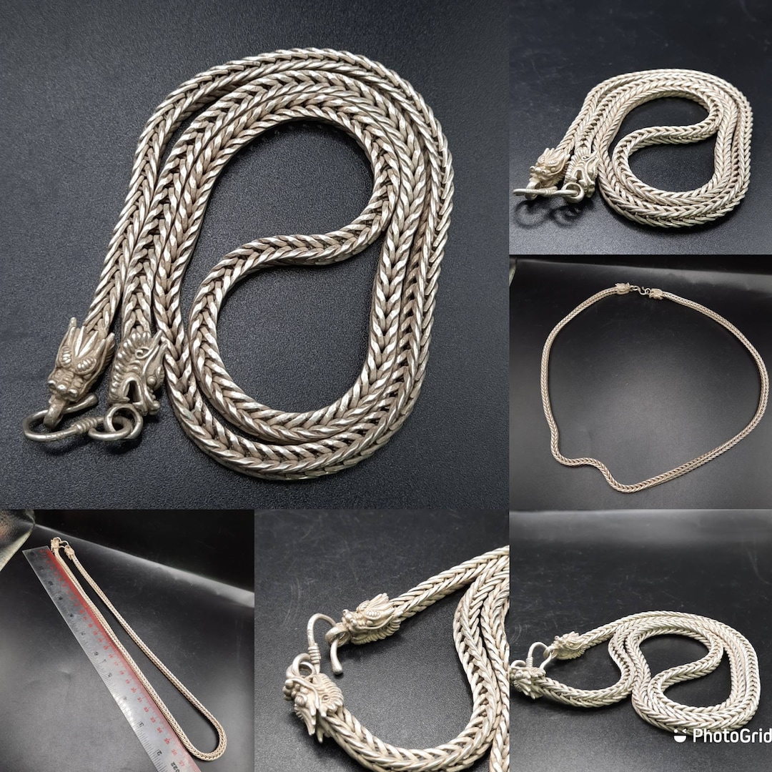 Beautiful Ancient Viking Style Silver Twisted Wonderful Necklace With 2 ...