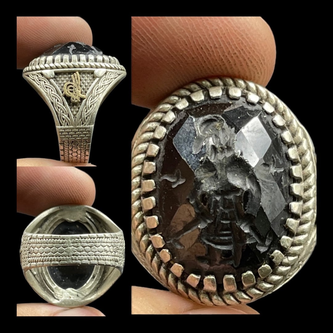 Afghanistan Ancient Onyx Intaglio Stone Solid Engraving Solid Silver ...