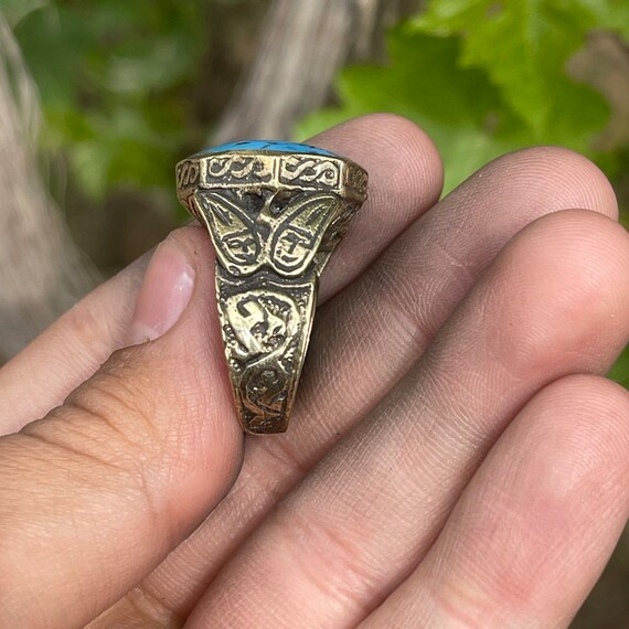 Beautiful Ancient Post Medieval Old Brass Seal Ring W… - Gem