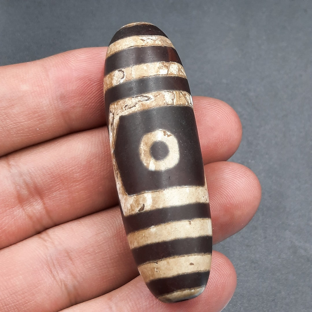 Extremely Rare Ancient Tibetan Agate 3 Eyed Dzi Big Bead Amulet - Etsy