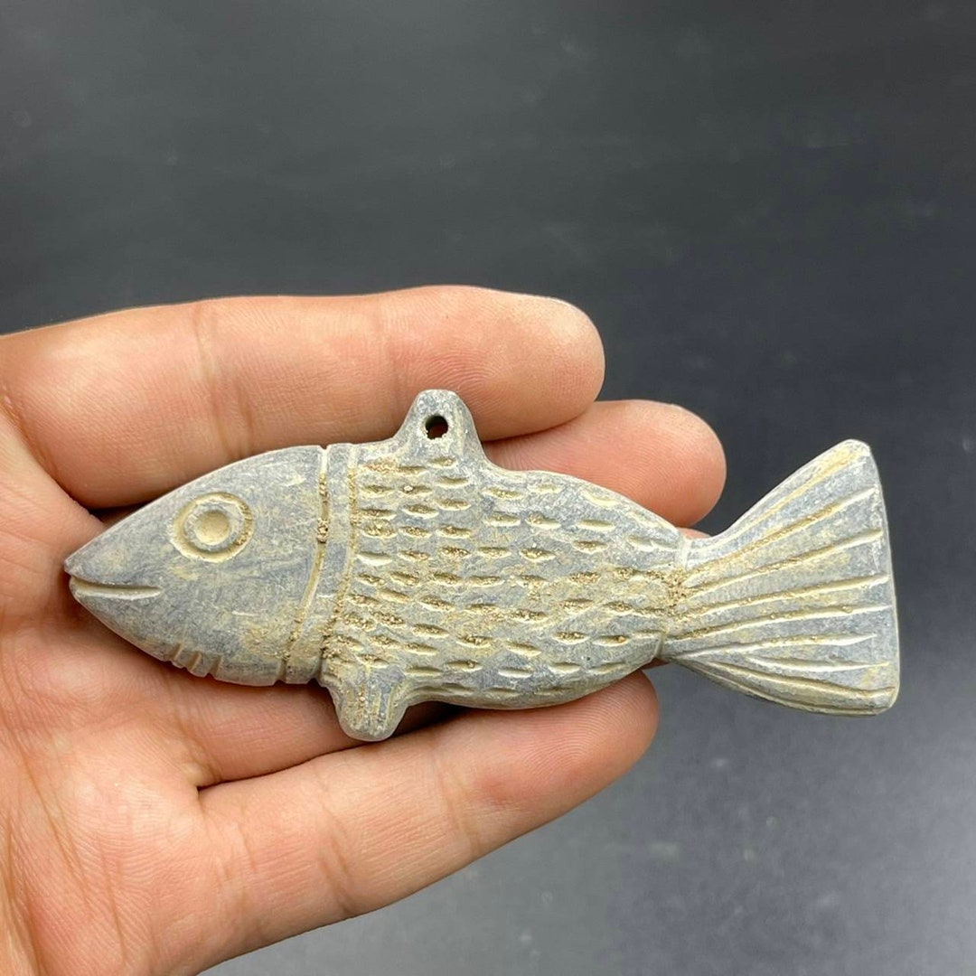 Antique Unique Ancient Near Eastern Old Stone Carving Fish and Animal ...