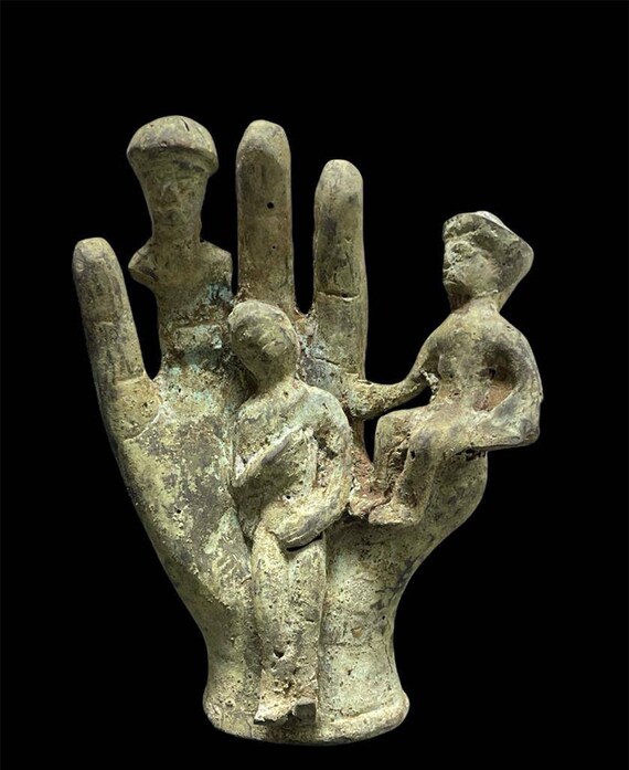 Ancient Roman Bronze Huge Hand Statue With Figures ci… - Gem