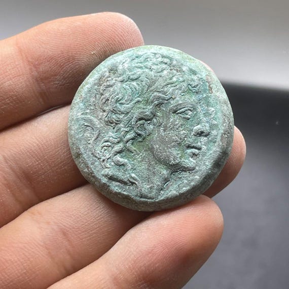 Genuine Ancient Bactrian Greco- Bronze Rare Coin with… - Gem