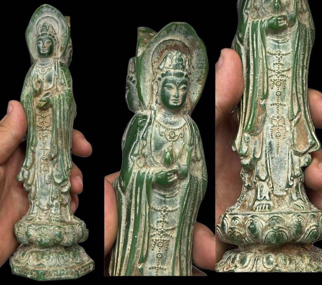Antique Green Jade Buddha Statue - Chinese Art Deco Sculpture - Etsy