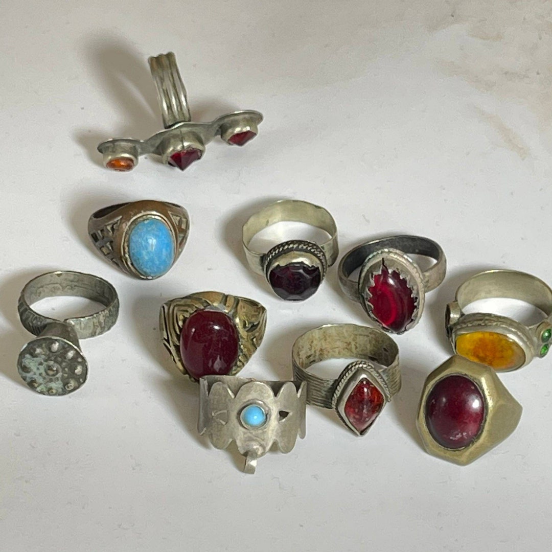 Ancient Islamic Brass Rings With Stones - Lot of 10 - Etsy