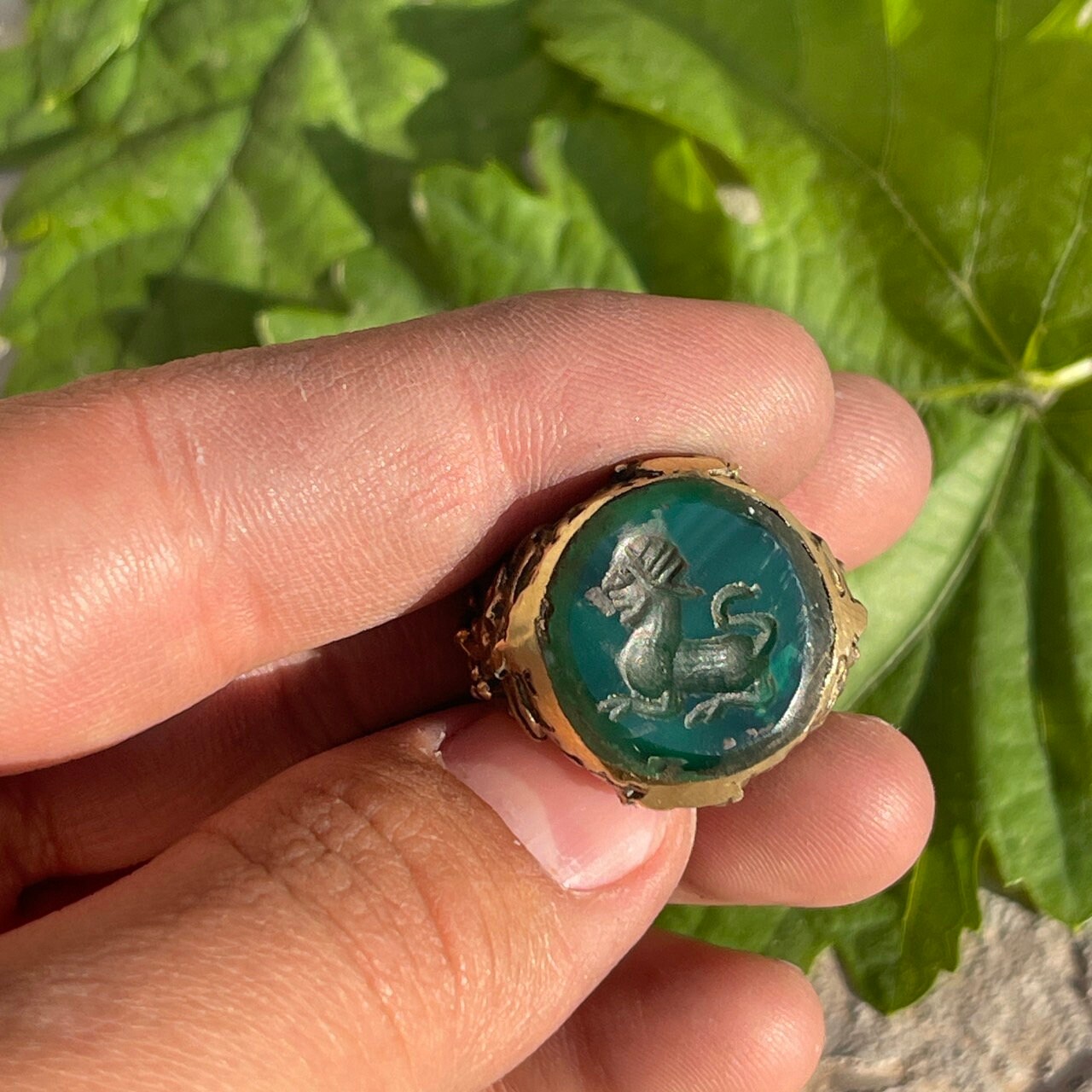 Ancient Post Medieval Old Brass Seal Ring With Ancient Agate Stone ...