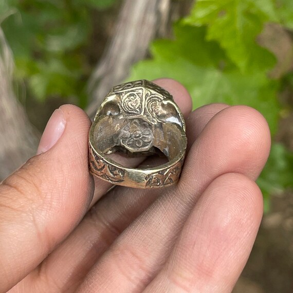Beautiful Ancient Post Medieval Old Brass Seal Ring W… - Gem