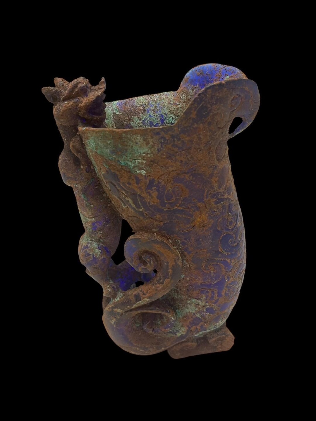 Unique Rare Ancient Roman,near Eastern Blue Crystal Carving Drinking ...