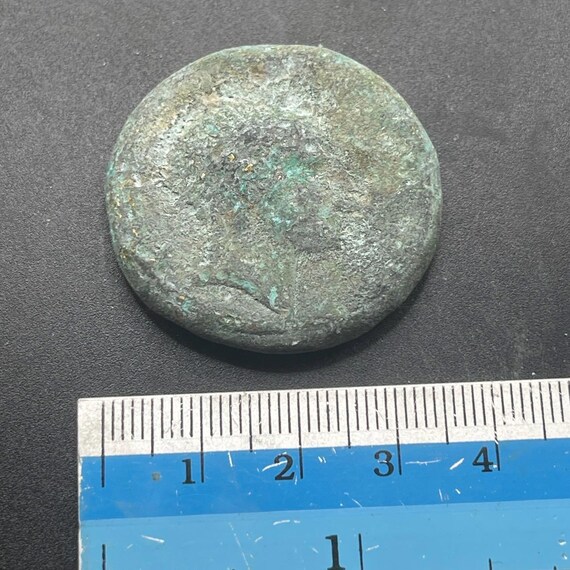Ancient Bactrian Greco- Bronze Rare large Coin with R… - Gem