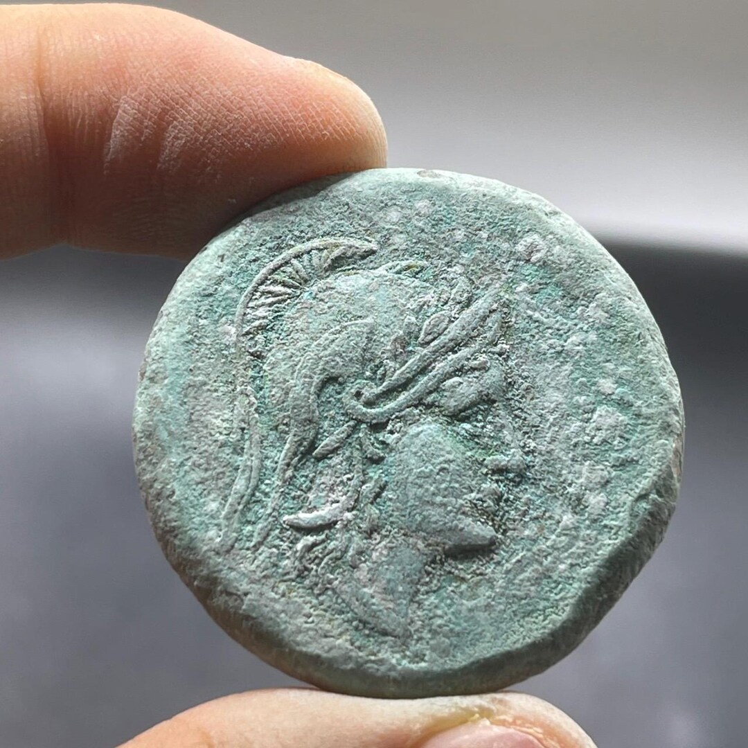Genuine Ancient Bactrian Greco- Bronze Rare Coin With Remarkable Patina ...