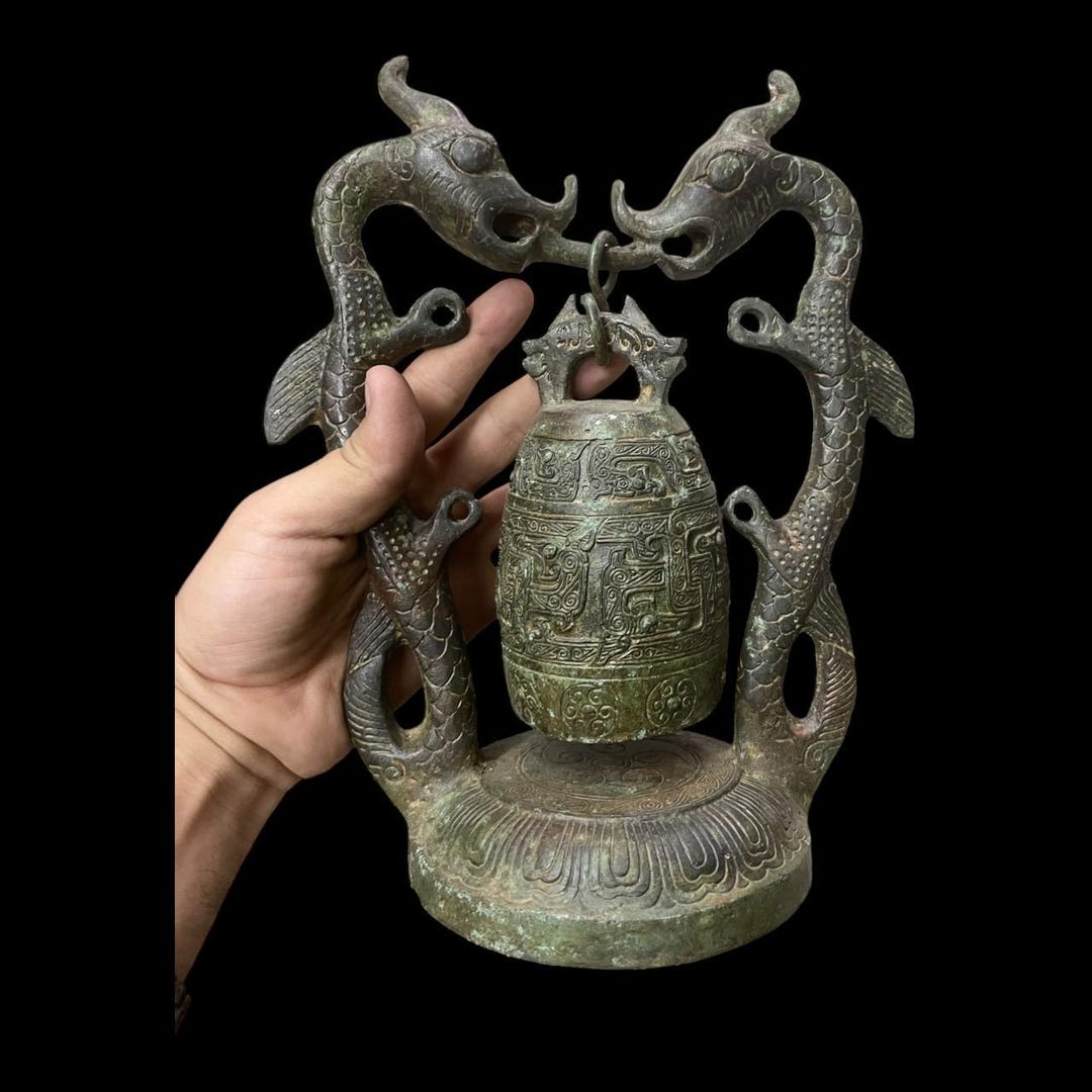 Ancient Bronze Temple Bell With Dragons: Rare Decorative Bell - Etsy