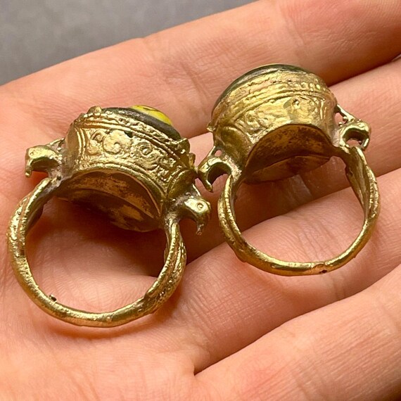 2 rings beautiful Ancient Roman mosaic eye glass old … - Gem