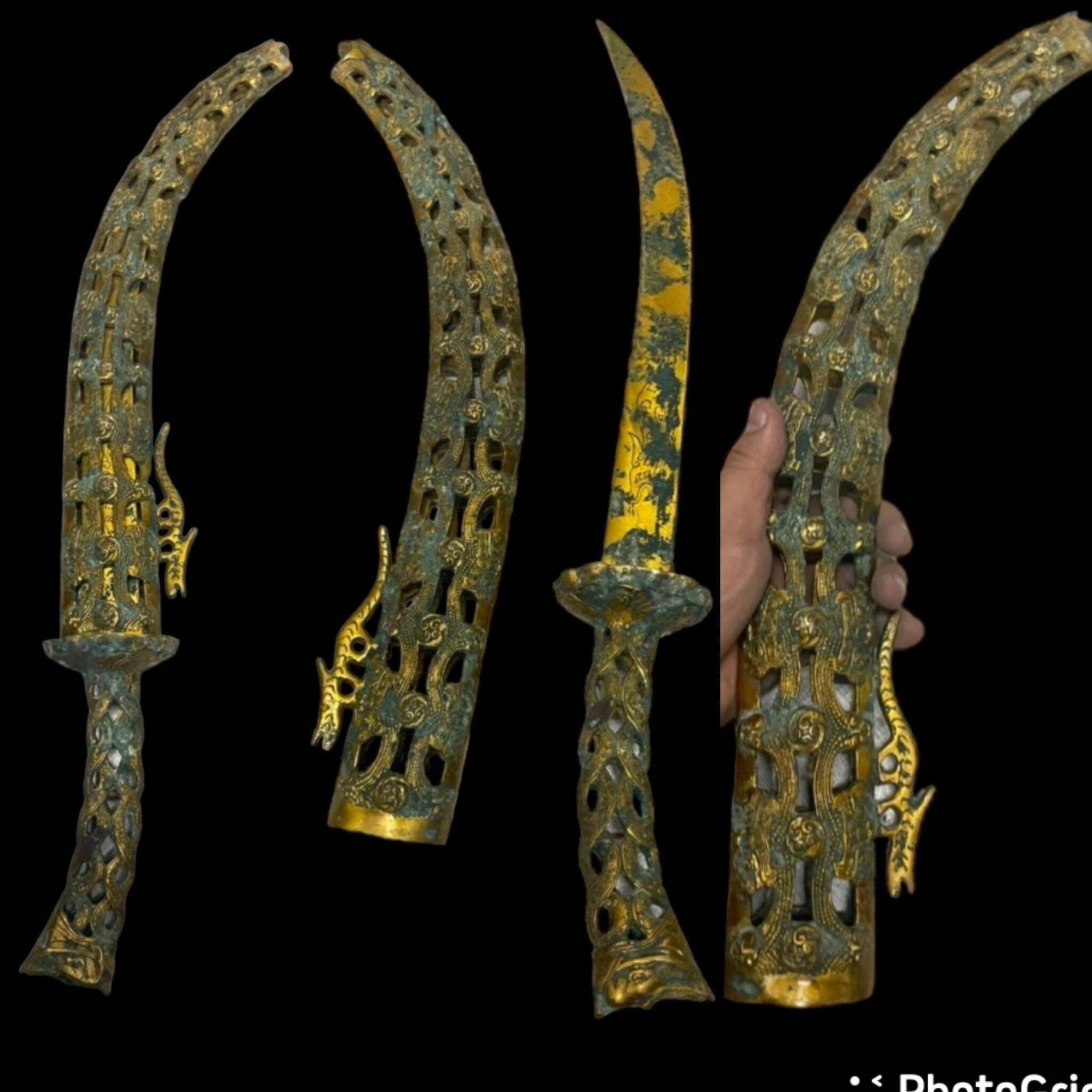 Unique Ancient Roman Gold Gilded Bronze Large Sword With Rare Cover ...