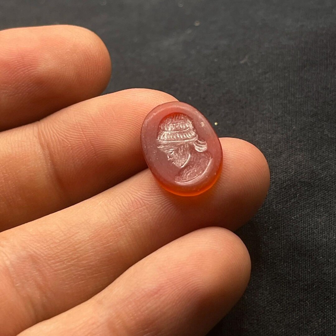 Ancient Roman Emperor King Face Intaglio Gemstone Carnelian Seal Stamp ...