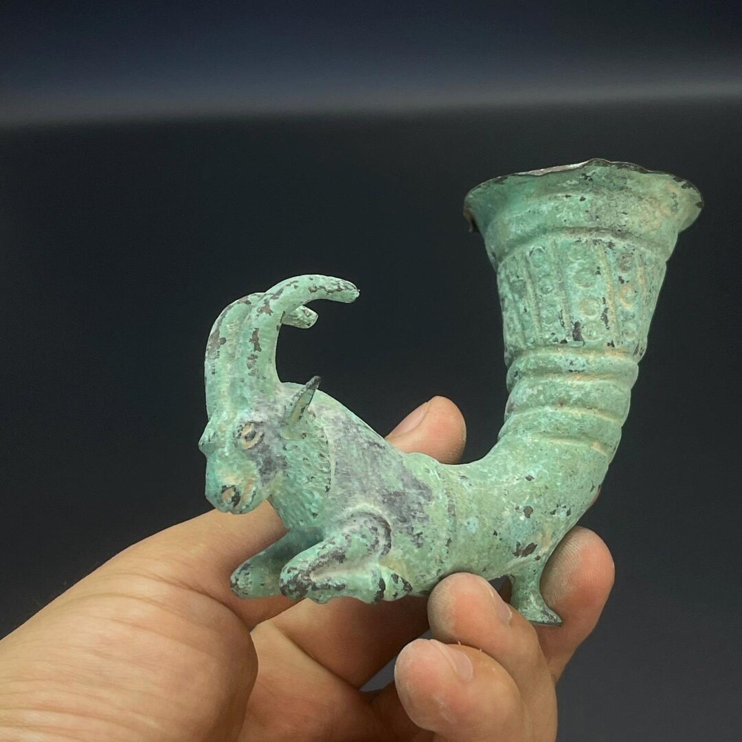 Collective Ancient Bactrian Greek Bronze Rhyton Vessel in the Form of a ...