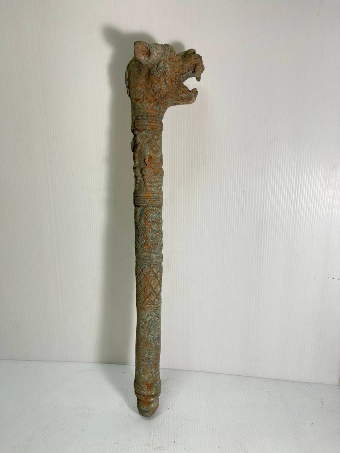 Extremely Rare Ancinet Roman Bronze Big Decoration Stick With Lion Head ...