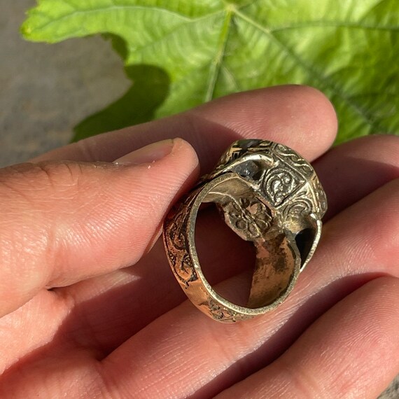 Rare Ancient Post Medieval Old Brass Seal Ring With A… - Gem