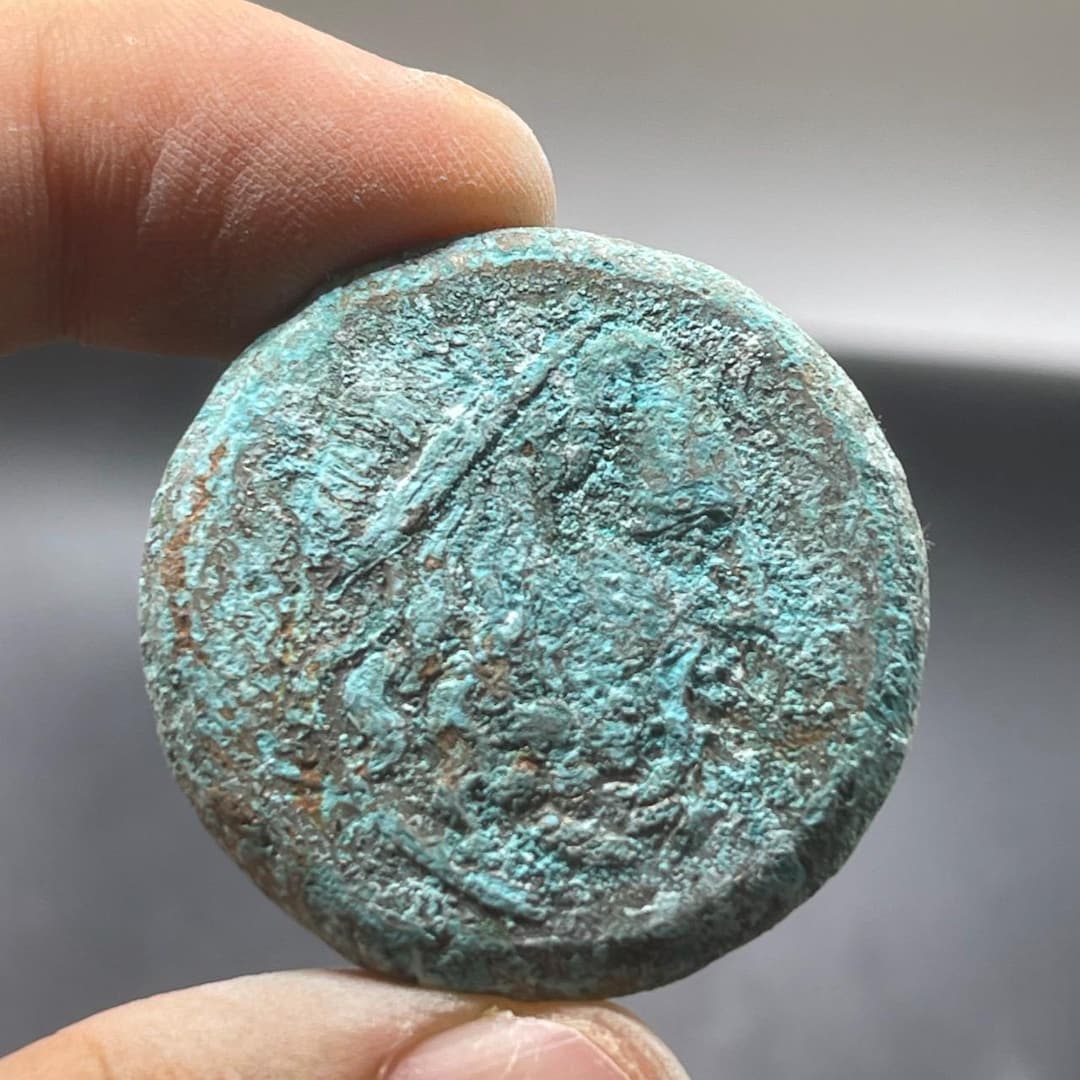 Genuine Ancient Bactrian Greco- Bronze Rare Coin With Remarkable Patina ...