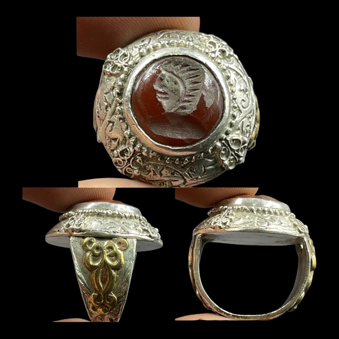 Unique Ancient Carnelian Intaglio Stone Human Face Engraving Solid ...