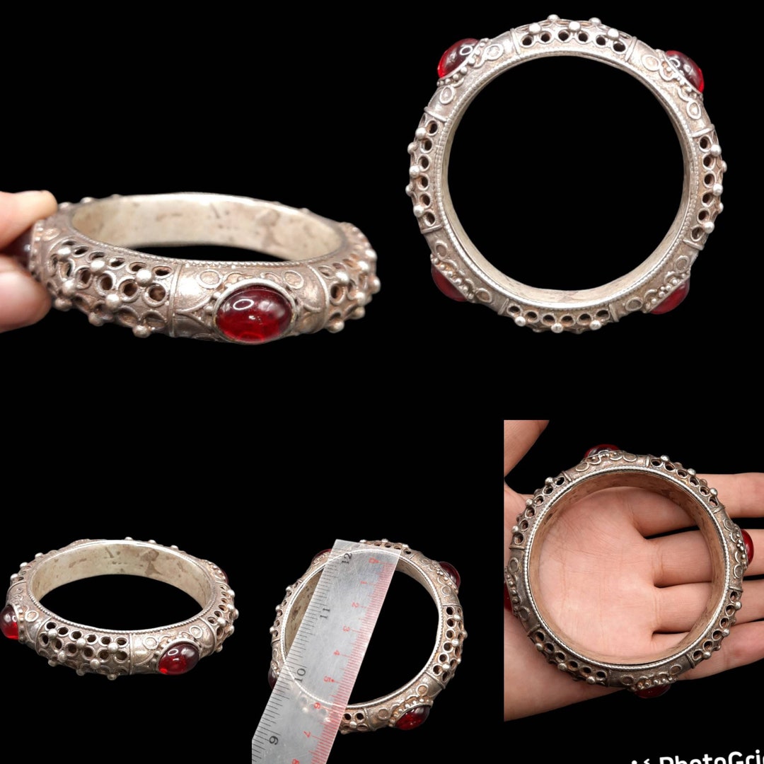 Unique Ancient Viking Norse Mix Silver Bangle Bracelet With Agate ...