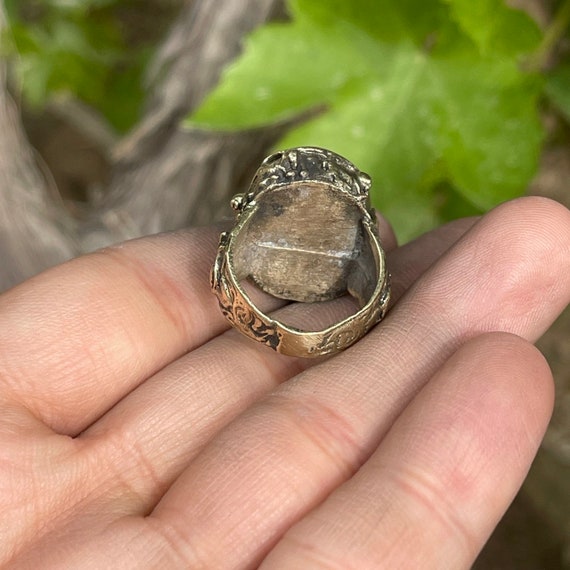 Rare Ancient Post Medieval Old Brass Seal Ring With A… - Gem