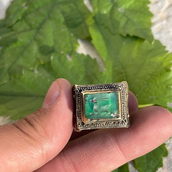 Rare Ancient Post Medieval Old Brass Seal Ring With A… - Gem