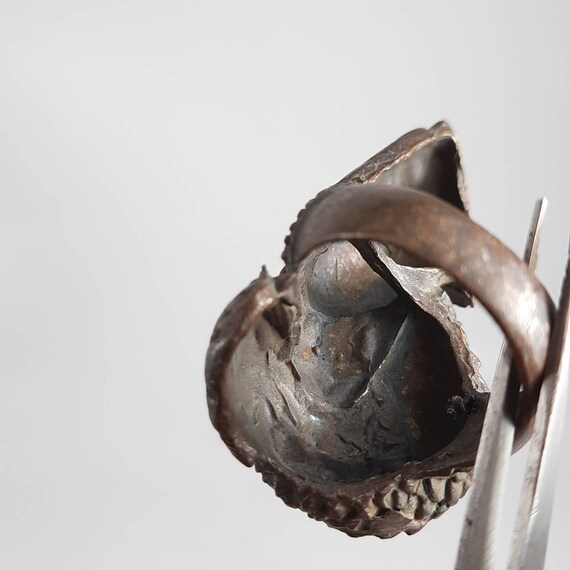 Very Unique Ancient Roman bronze dragon terminal ring - Gem