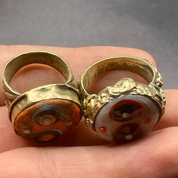 2 rings beautiful Ancient Roman mosaic eye glass old … - Gem