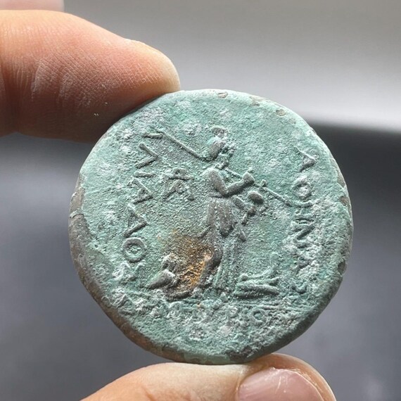 Genuine Ancient Bactrian Greco- Bronze Rare Coin with… - Gem
