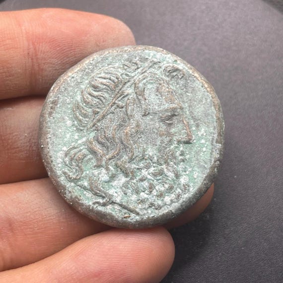 Ancient Bactrian Greco- Bronze Rare large Coin with R… - Gem