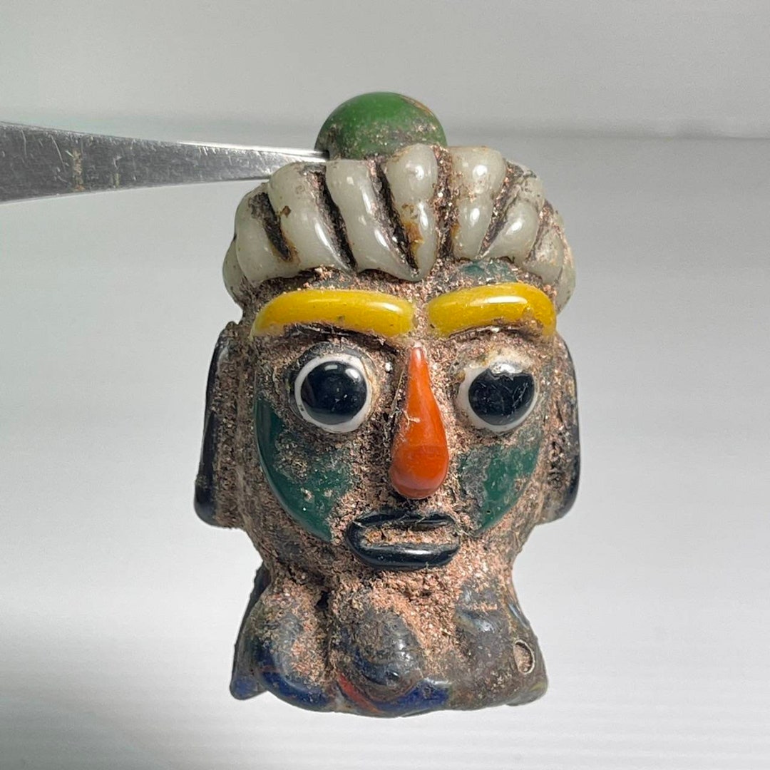 Ancient Roman Mosaic Glass Face Amulet Pendant - Etsy