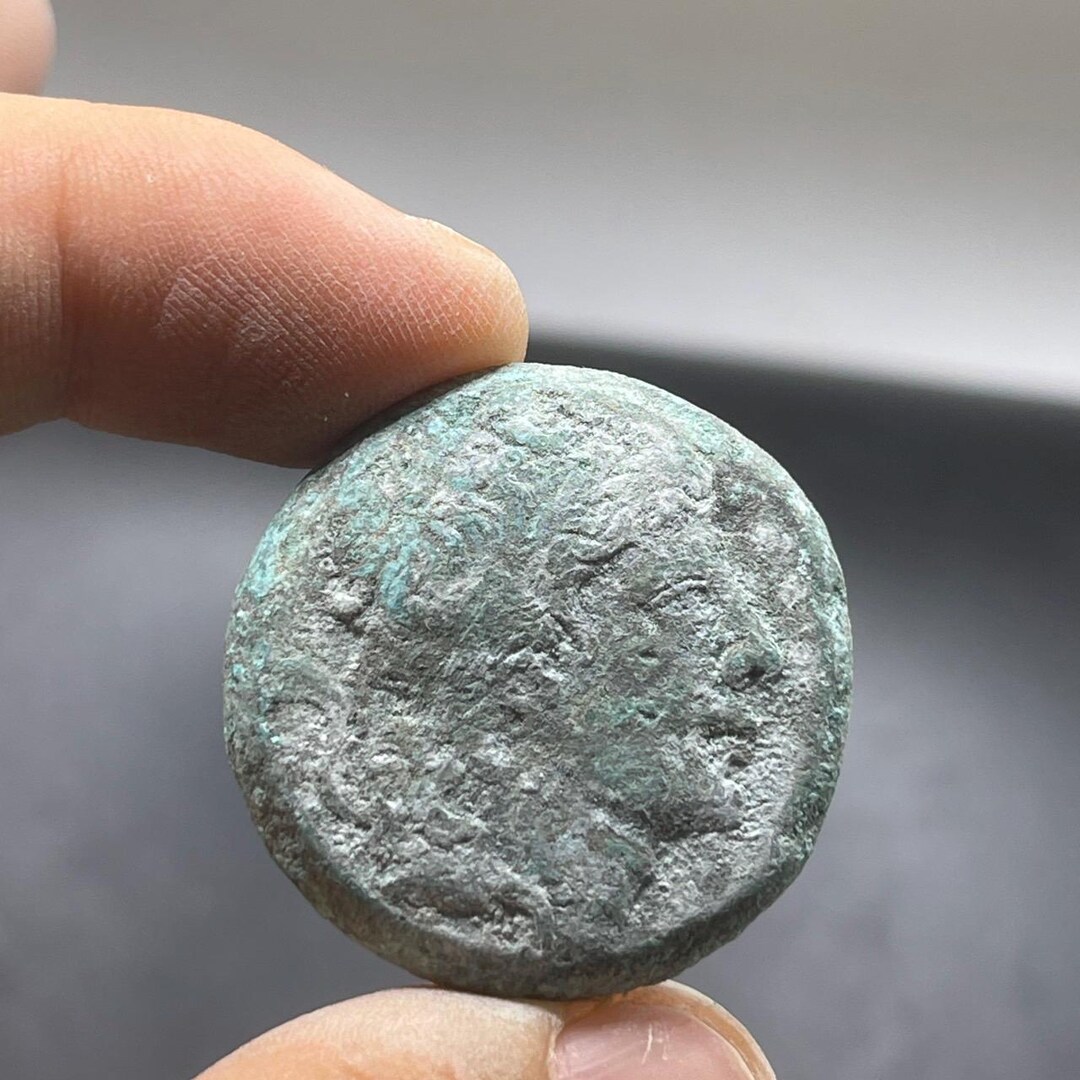 Wonderful Ancient Bactrian Greco- Bronze Rare Coin With Remarkable ...