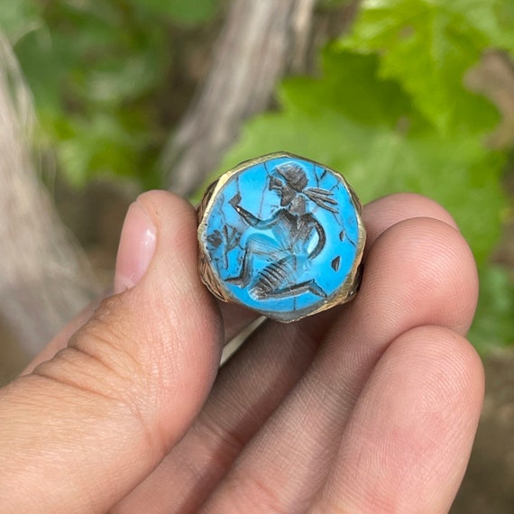 Beautiful Ancient Post Medieval Old Brass Seal Ring W… - Gem